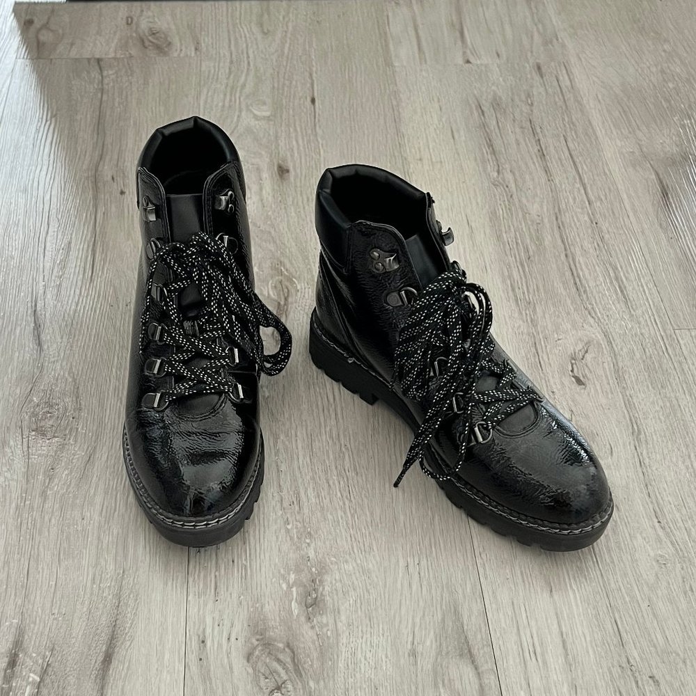 Aldo Black Patent Leather Booties - Gem